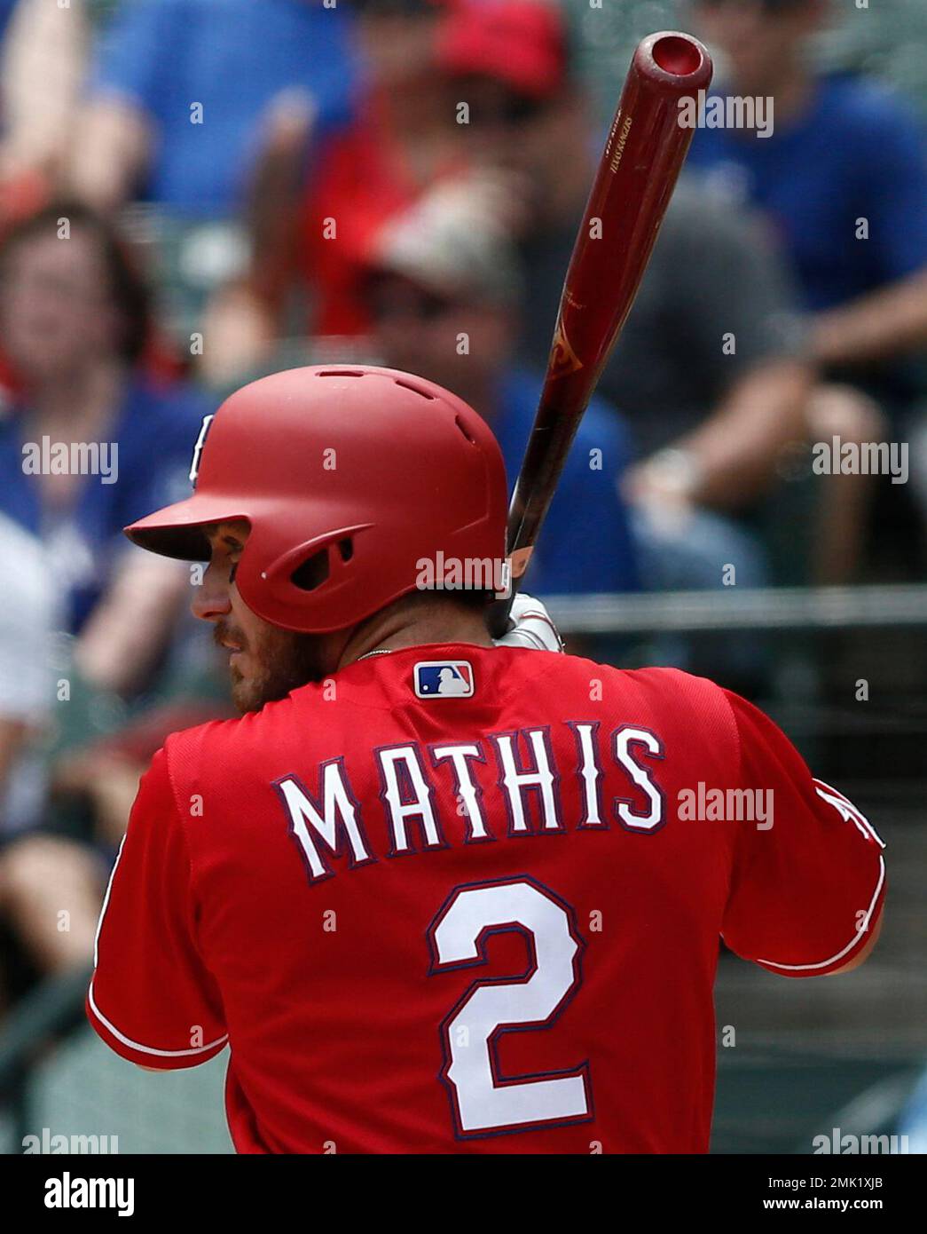 Texas Rangers' Jeff Mathis bats against the Pittsburgh Pirates during ...