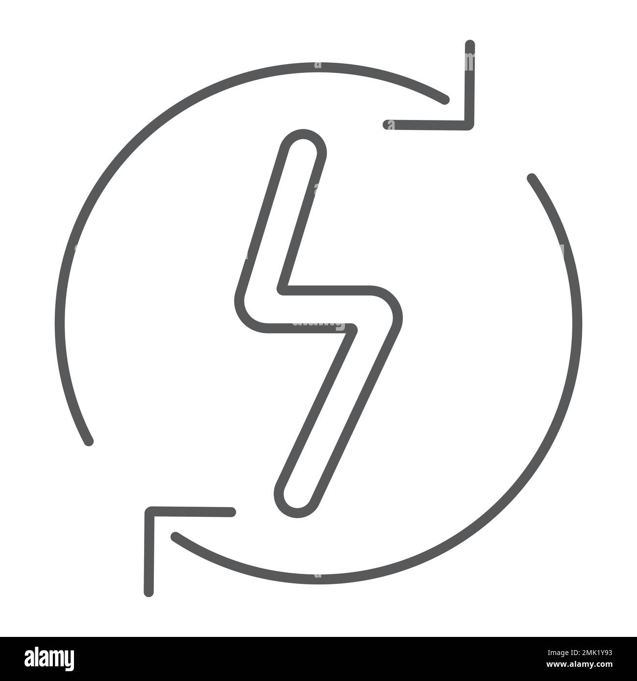 Renewable energy thin line icon, eco and power, bolt sign, vector ...