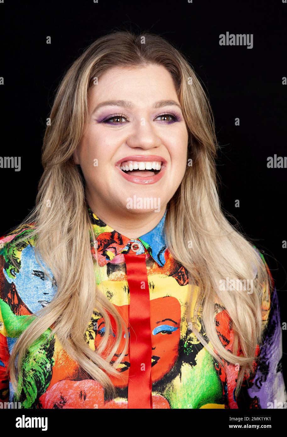 This April 14, 2019 photo shows singer and actress Kelly Clarkson ...
