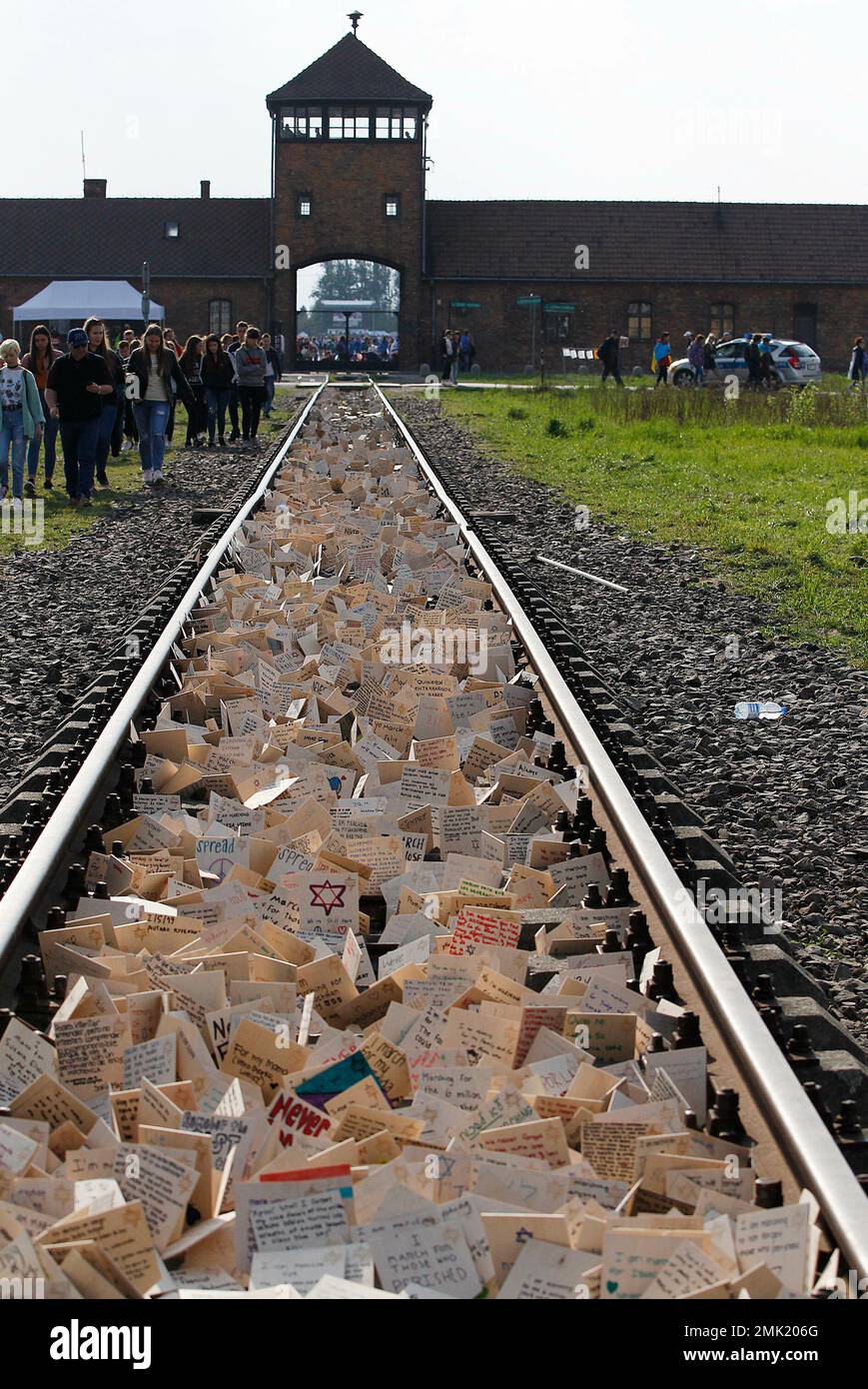 Wooden signs with the names of relatives who died in the Holocaust are ...