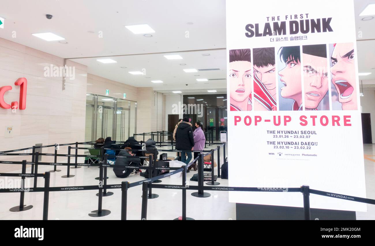 Pop-up store of The First Slam Dunk, Jan 28, 2023 : People wait in a ...