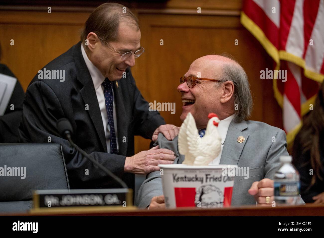 Judiciary Committee Chairman Jerrold Nadler, D-N.Y., left, laughs with ...