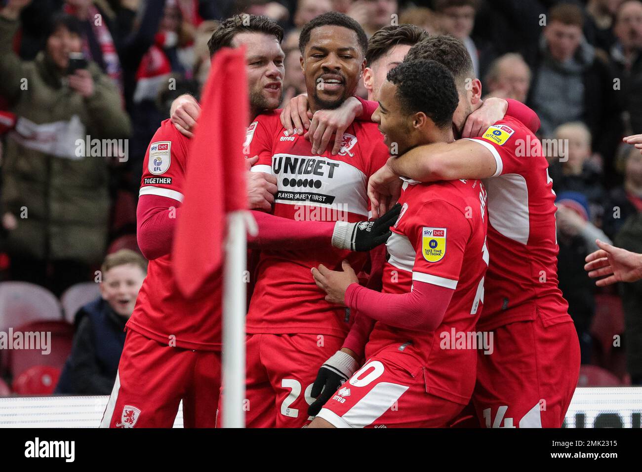 Chuba Akpom #29 of Middlesbrough celebrates his goal and makes the ...