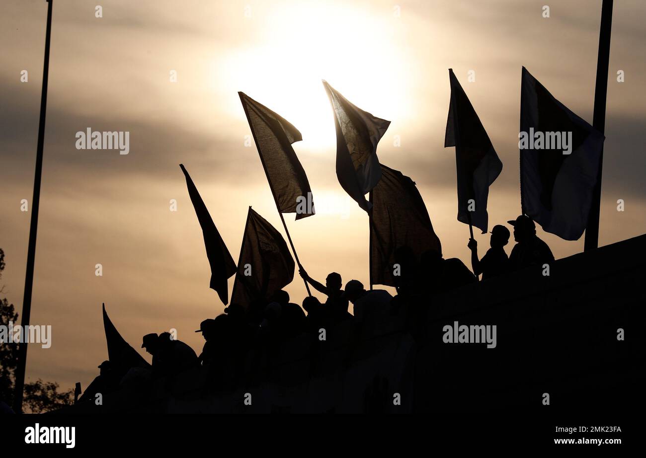 Monterrey fans cheer on the arrival of their team ahead of Monterrey's ...
