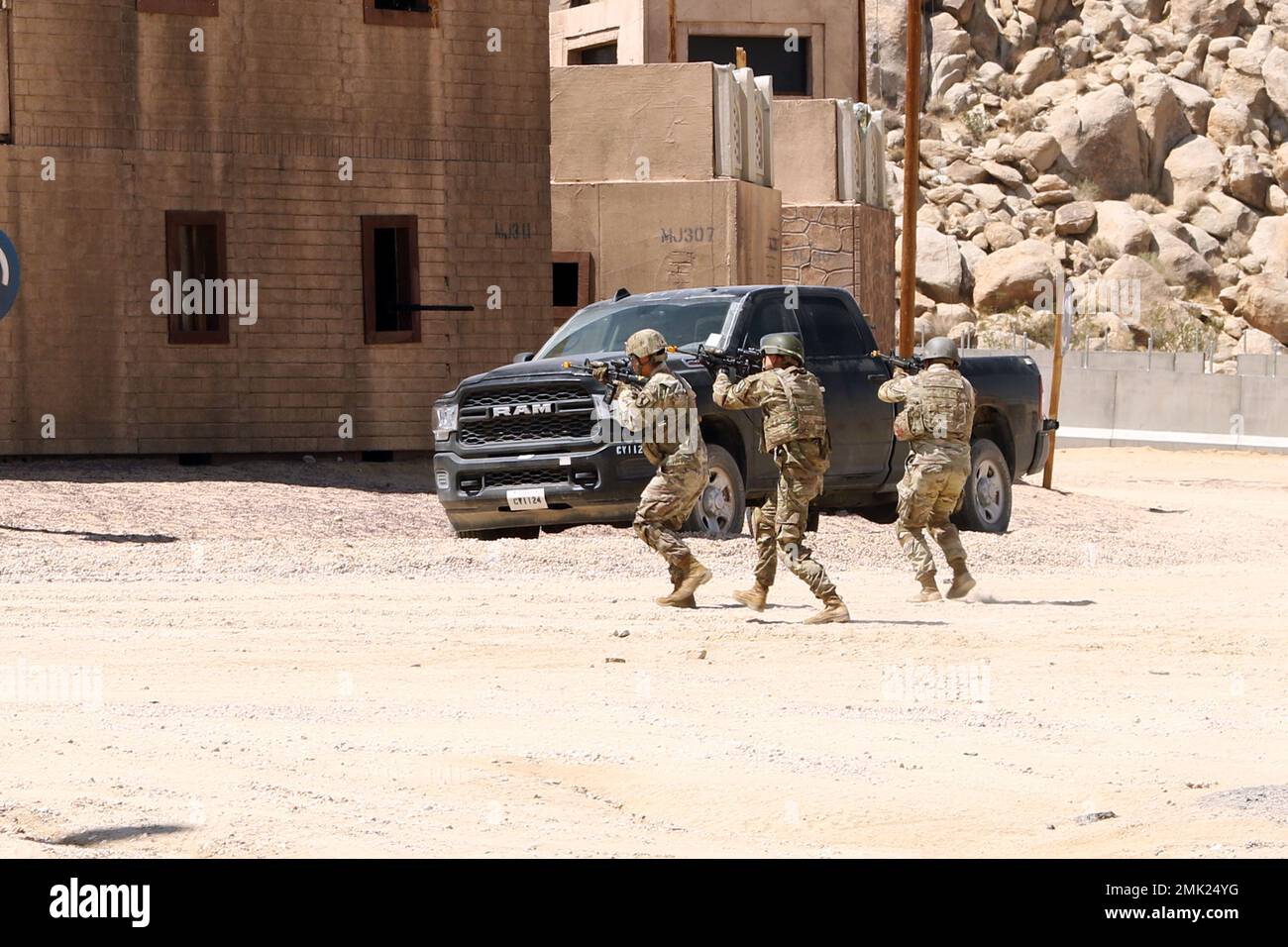 U.S. Army Soldiers from 11th Armored Cavalry Regiment rush to support ...