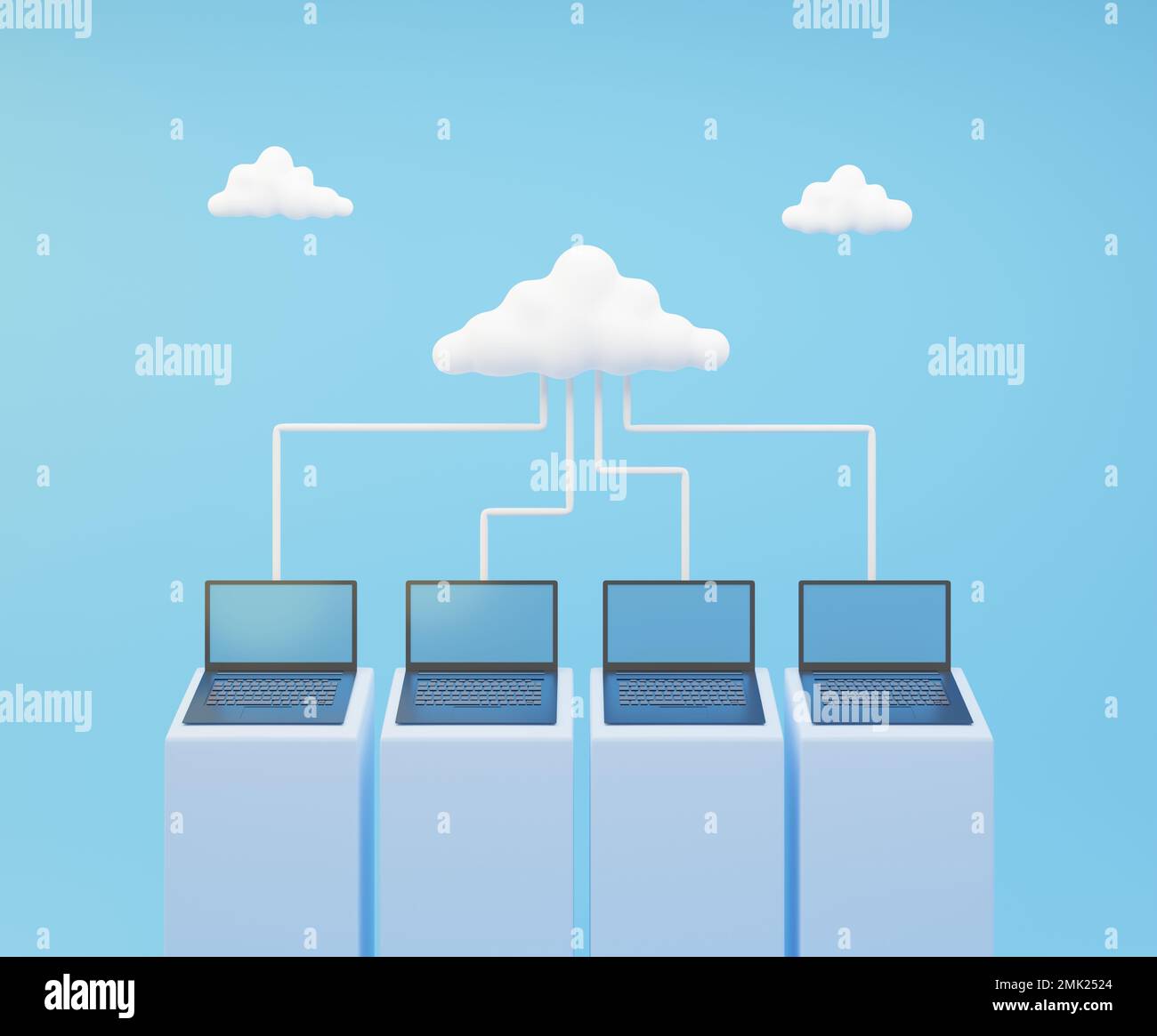Cloud computing 3d illustration with 3d rendering Laptop Stock Photo ...