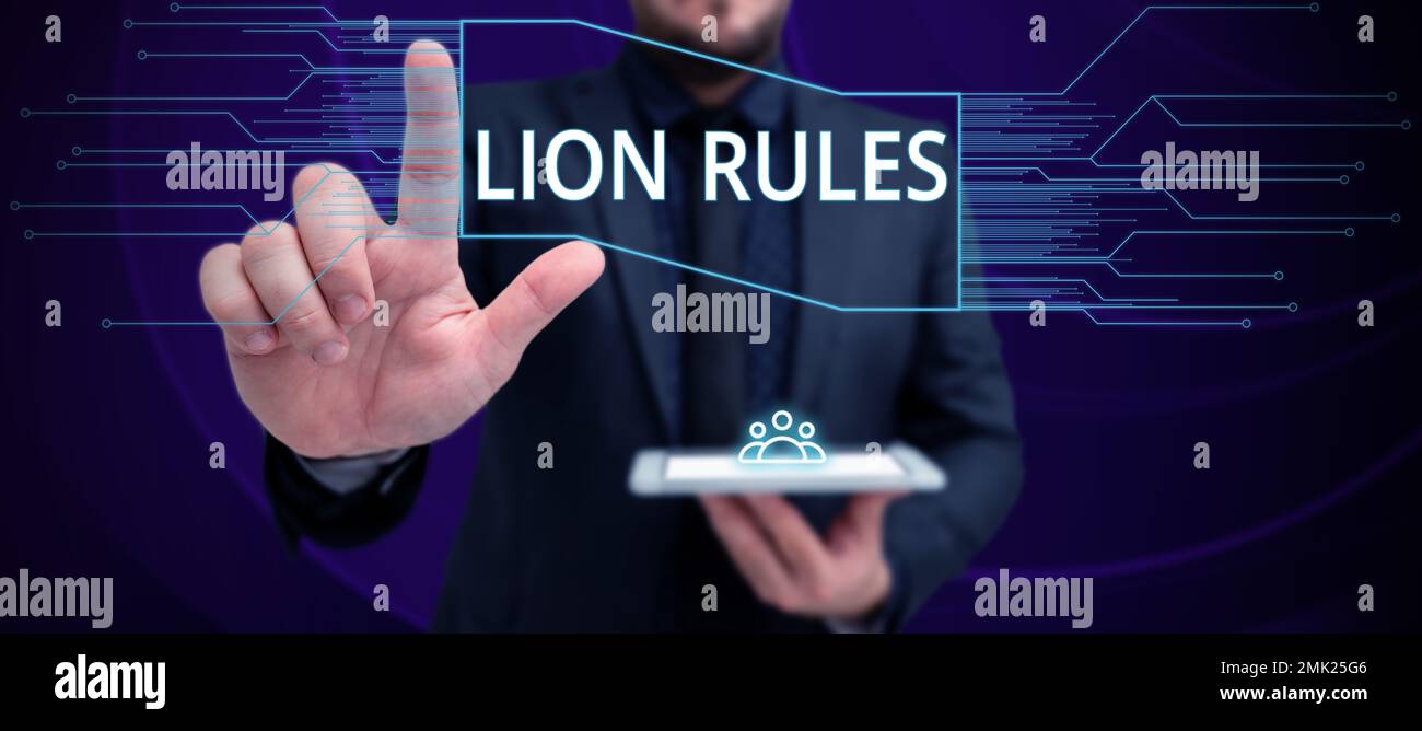 Writing displaying text Lion Rules. Business showcase epitome of ...