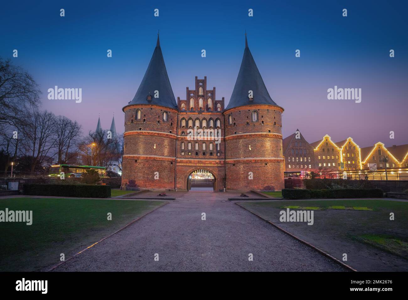 Holstentor (Holsten Gate) at night - Lubeck, Germany Stock Photo - Alamy