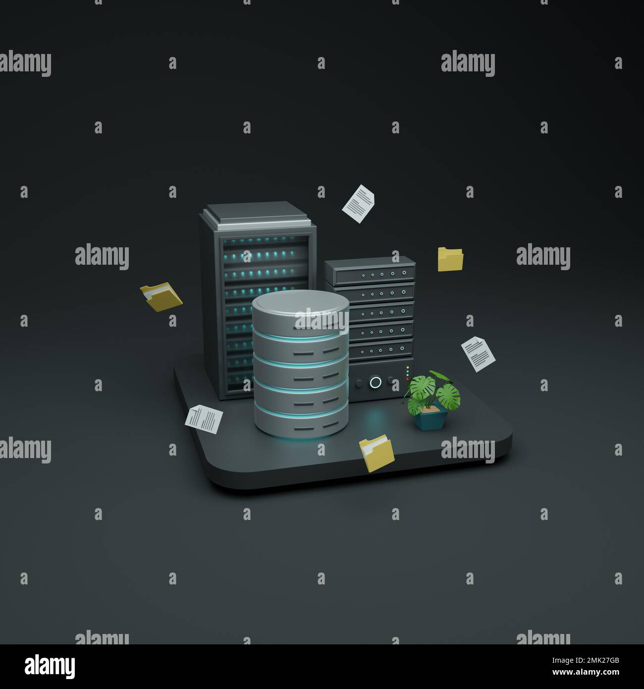 Database Server Room 3d Illustration on podium Stock Photo - Alamy