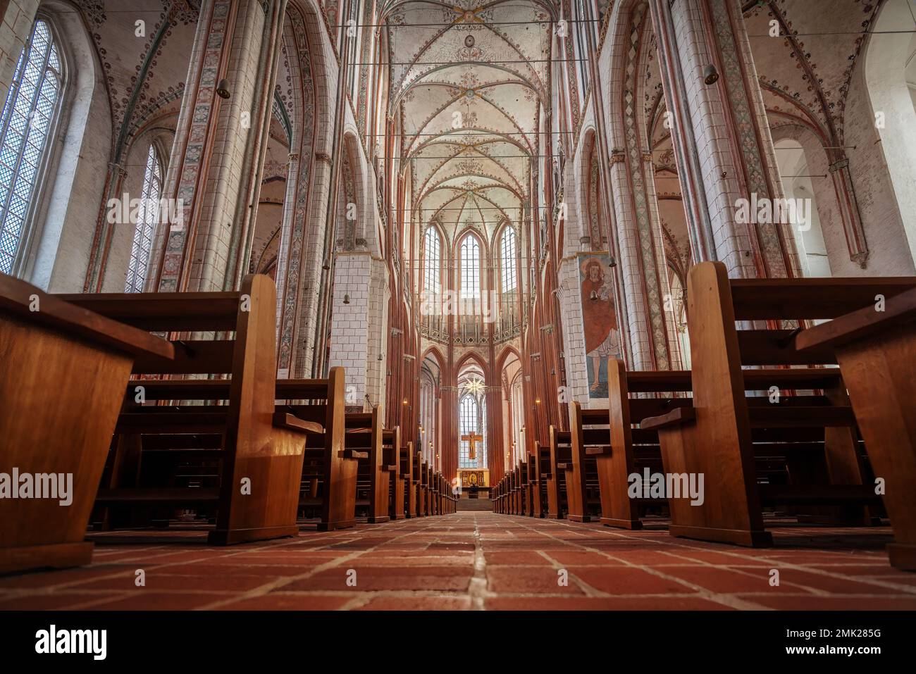 Main Aisle and Altar at St. Mary Church (Marienkirche) Interior ...