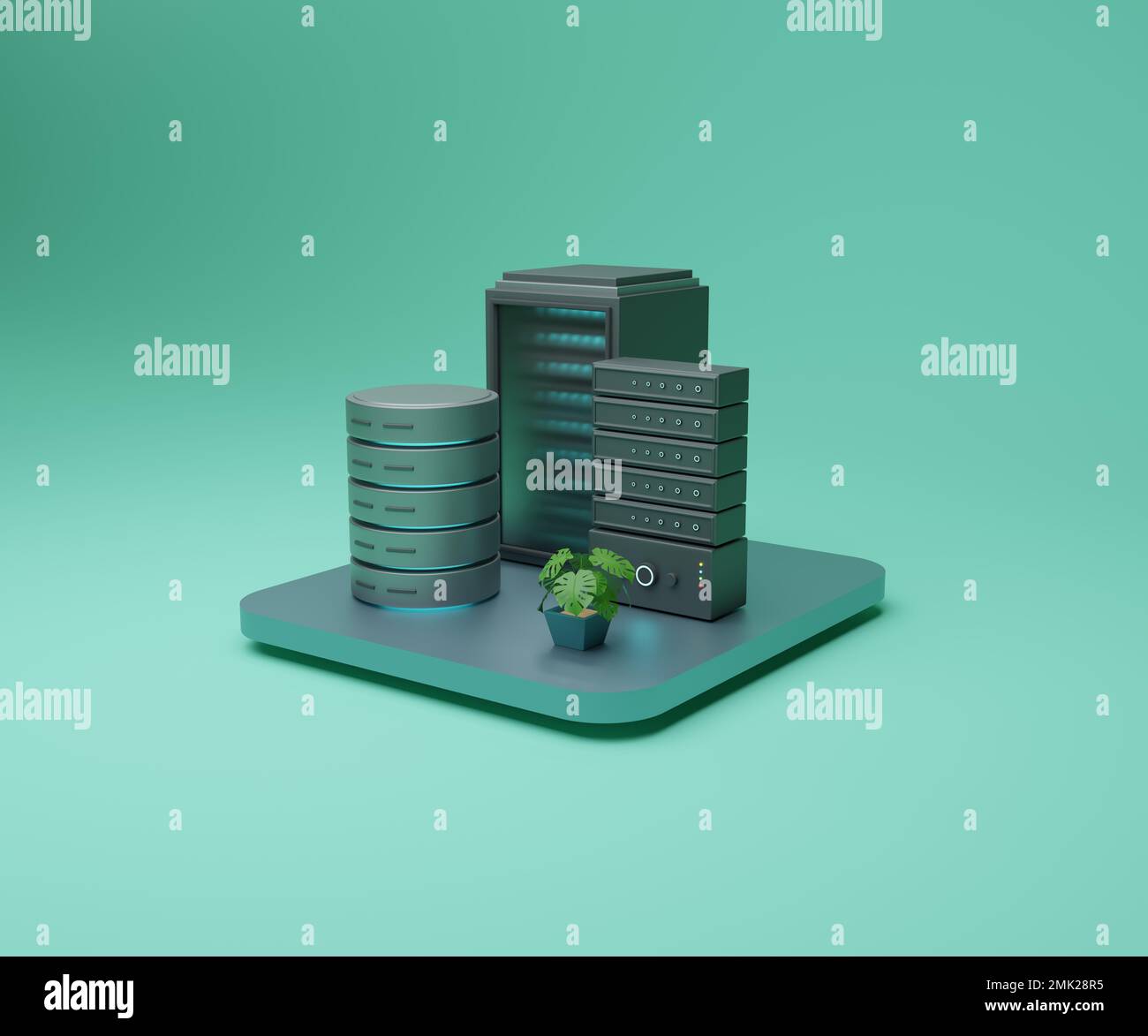 Database Server Room 3d Illustration on podium Stock Photo - Alamy