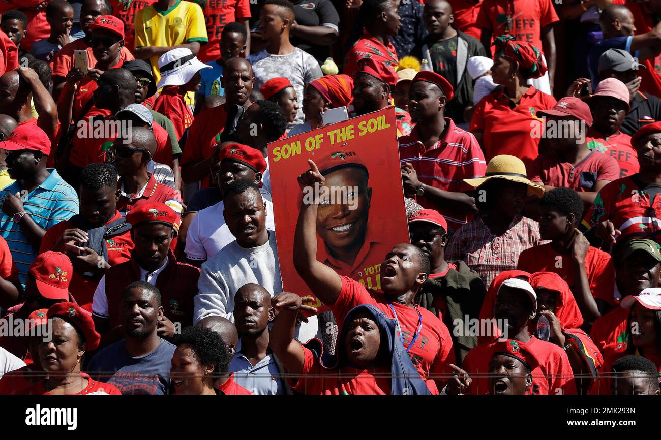 Members of the Economic Freedom Fighters (EFF) party attend a May Day ...