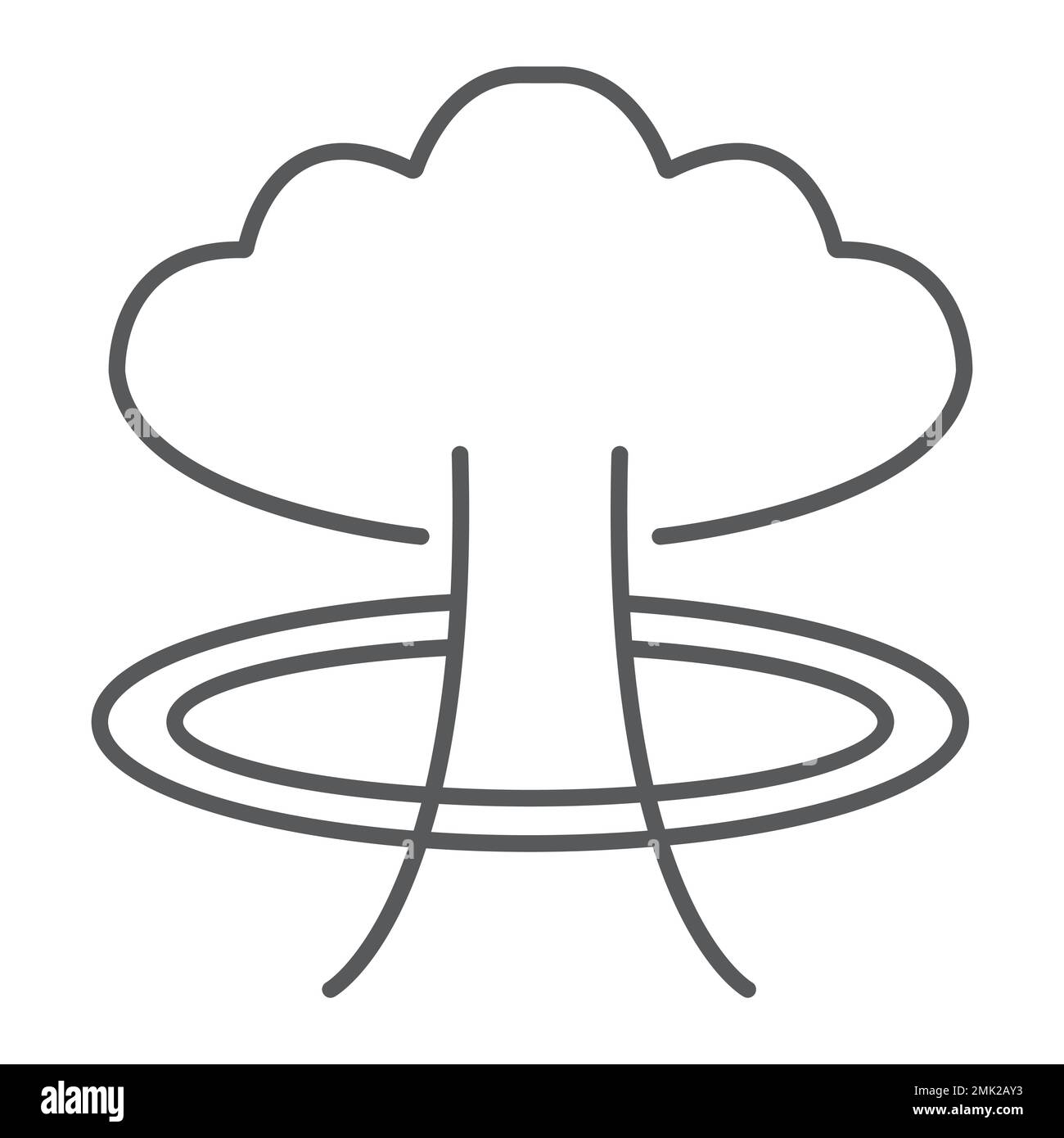 Explosion thin line icon, danger and war, nuclear explosion sign ...