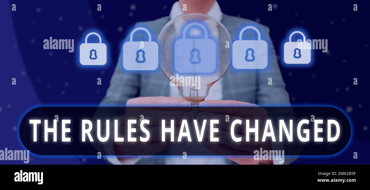Text sign showing The Rules Have Changed. Word for the agreement or ...
