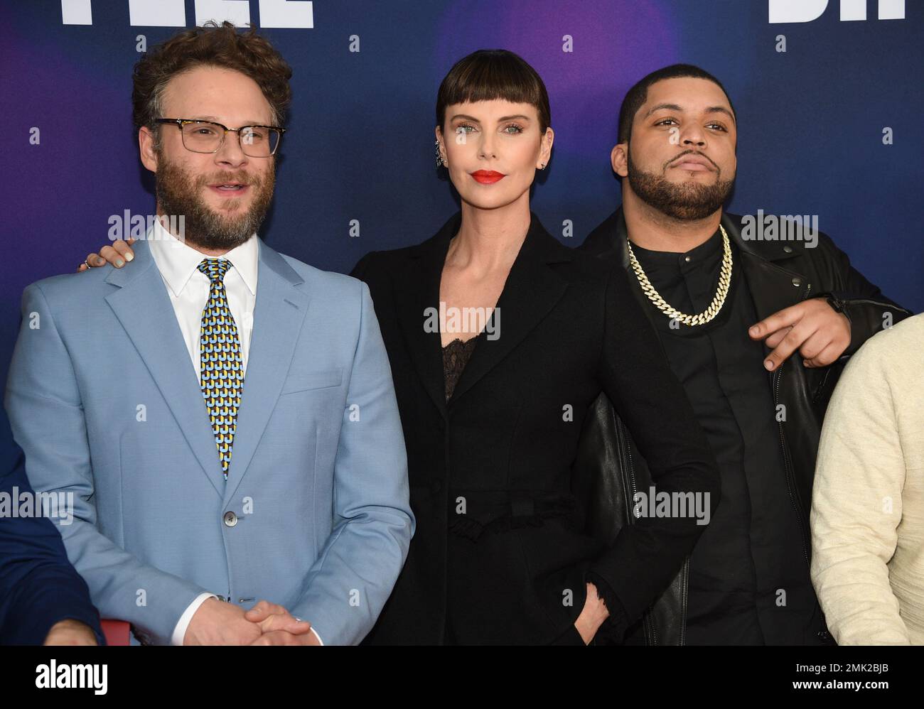 Actors Seth Rogen, left, Charlize Theron and O'Shea Jackson Jr. attend ...