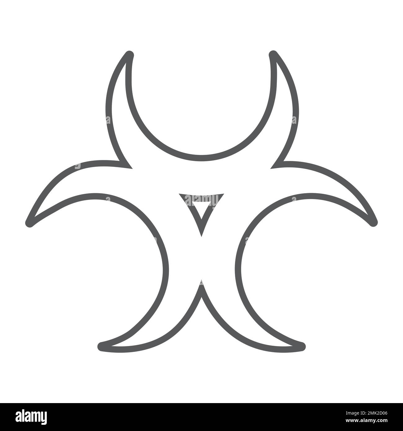 Biological threat thin line icon, alert and symbol, biohazard sign ...