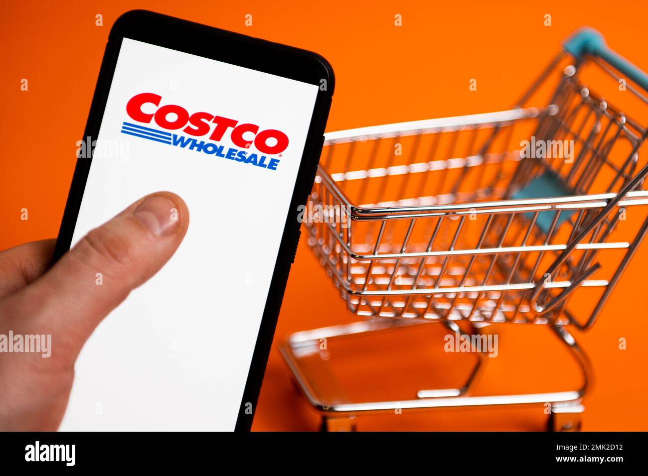 In this photo illustration a Costco Wholesale logo seen displayed on a ...