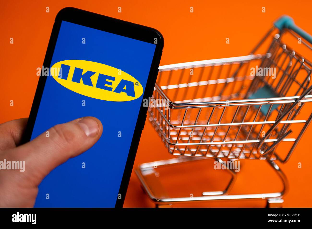 In this photo illustration the Ikea logo seen displayed on a smartphone ...