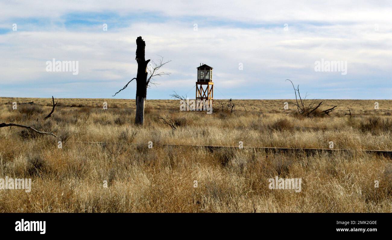 FILE - This Jan. 18, 2015, file photo shows a rebuilt watchtower at ...
