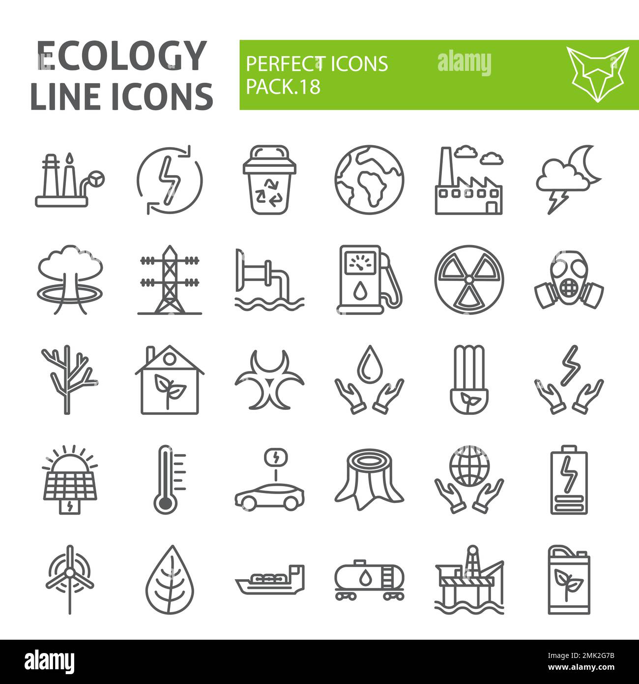 Ecology line icon set, eco symbols collection, vector sketches, logo ...