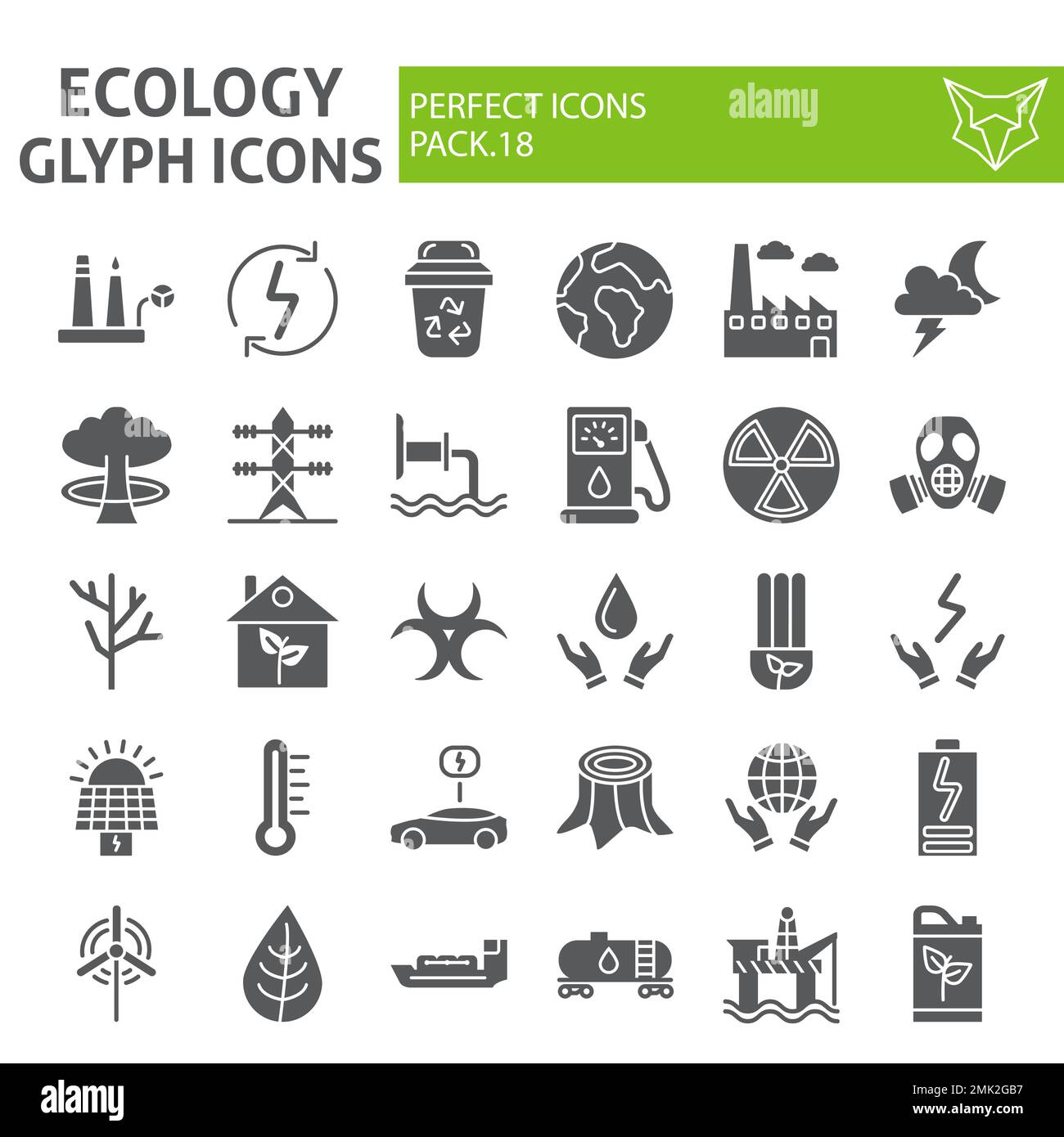 Ecology glyph icon set, eco symbols collection, vector sketches, logo ...