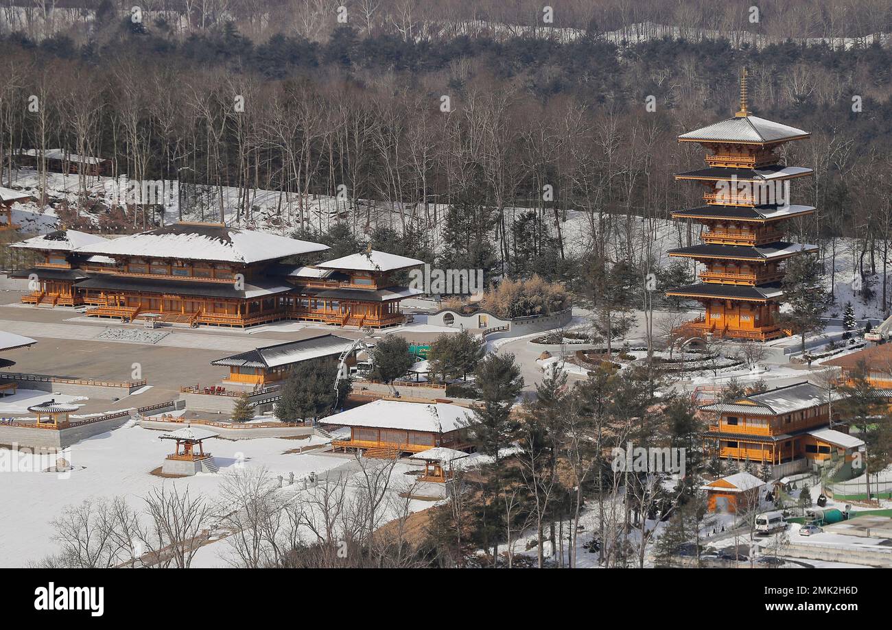 This Friday, March 8, 2019, photo shows the Falun Gong Dragon Springs ...