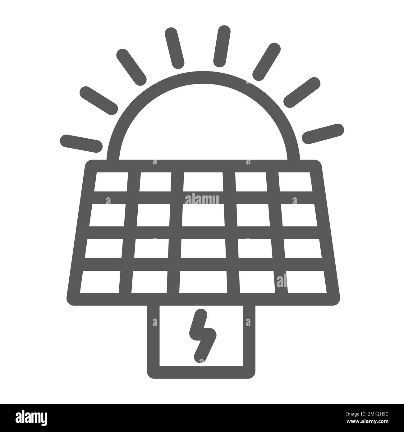 Solar panel line icon, ecology and power, sun energy sign, vector ...