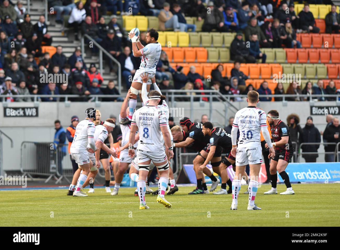 London, UK. 28th Jan, 2023. Steven Luatua of Bristol Bears collect the ...