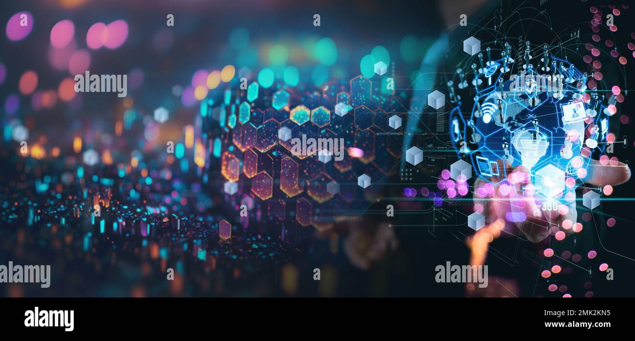 Metaverse digital cyber world technology concept businessman success ...