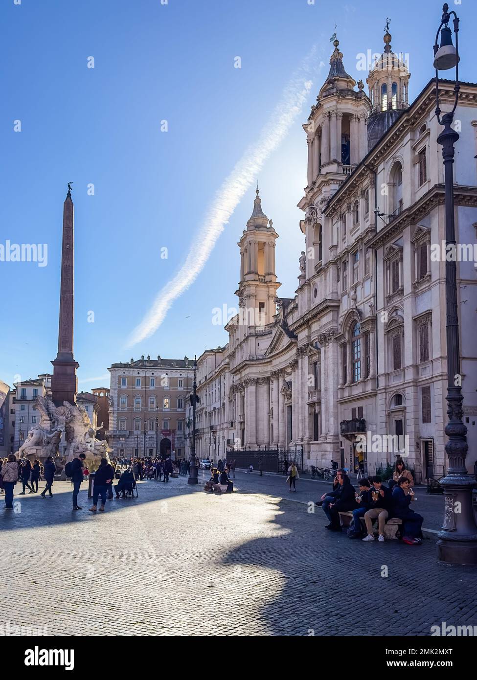 Navona square with The four river fountain - Rome Stock Photo - Alamy