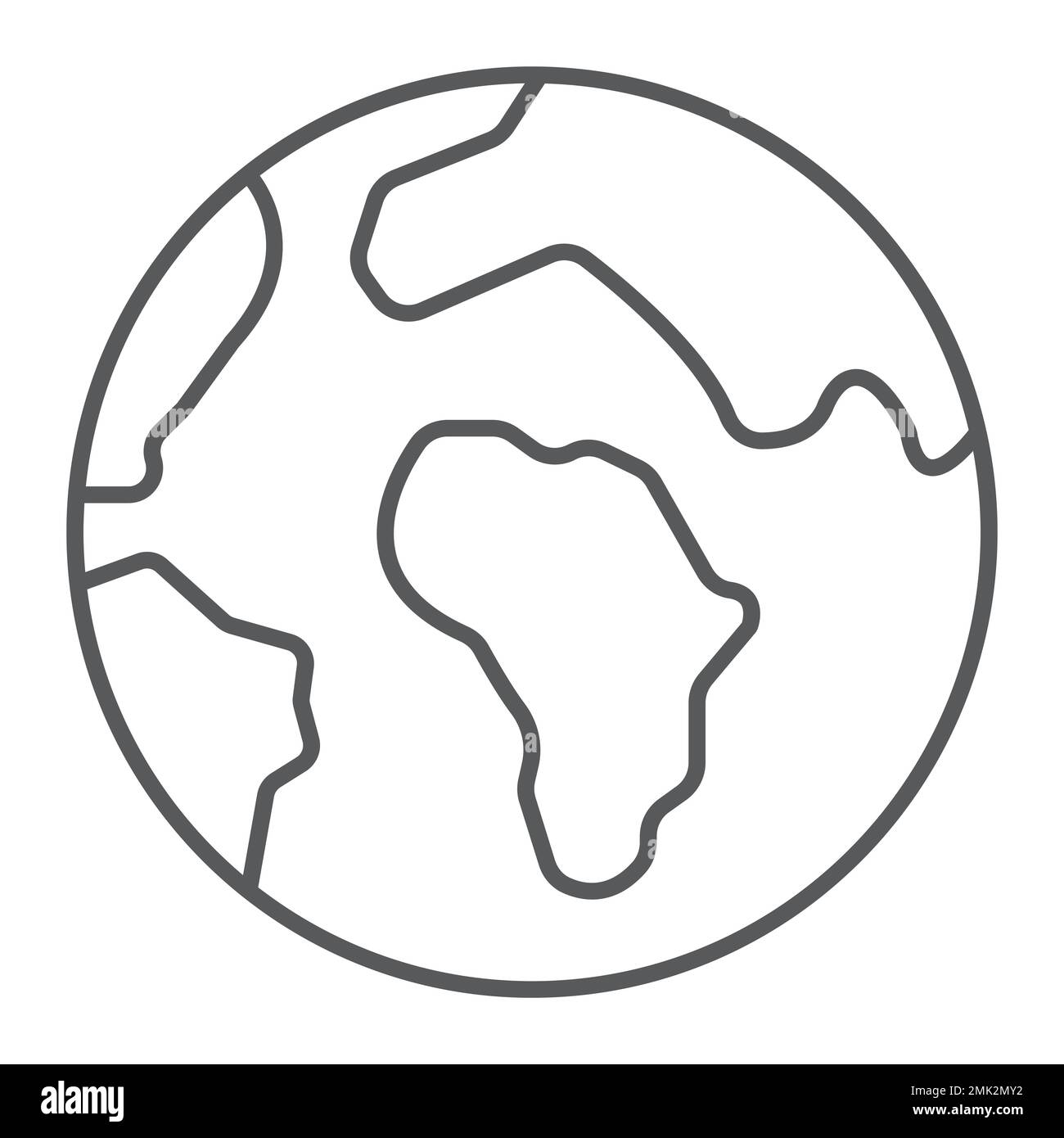 Earth thin line icon, map and planet, globe sign, vector graphics, a ...