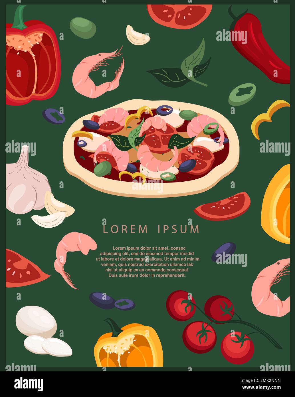 Design of vertical ad banner for pizzeria with seafood pizza with ...