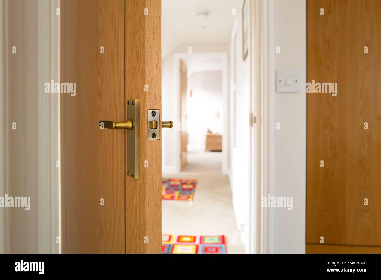 A large first floor hallway can be seen with skylight windows. In the ...