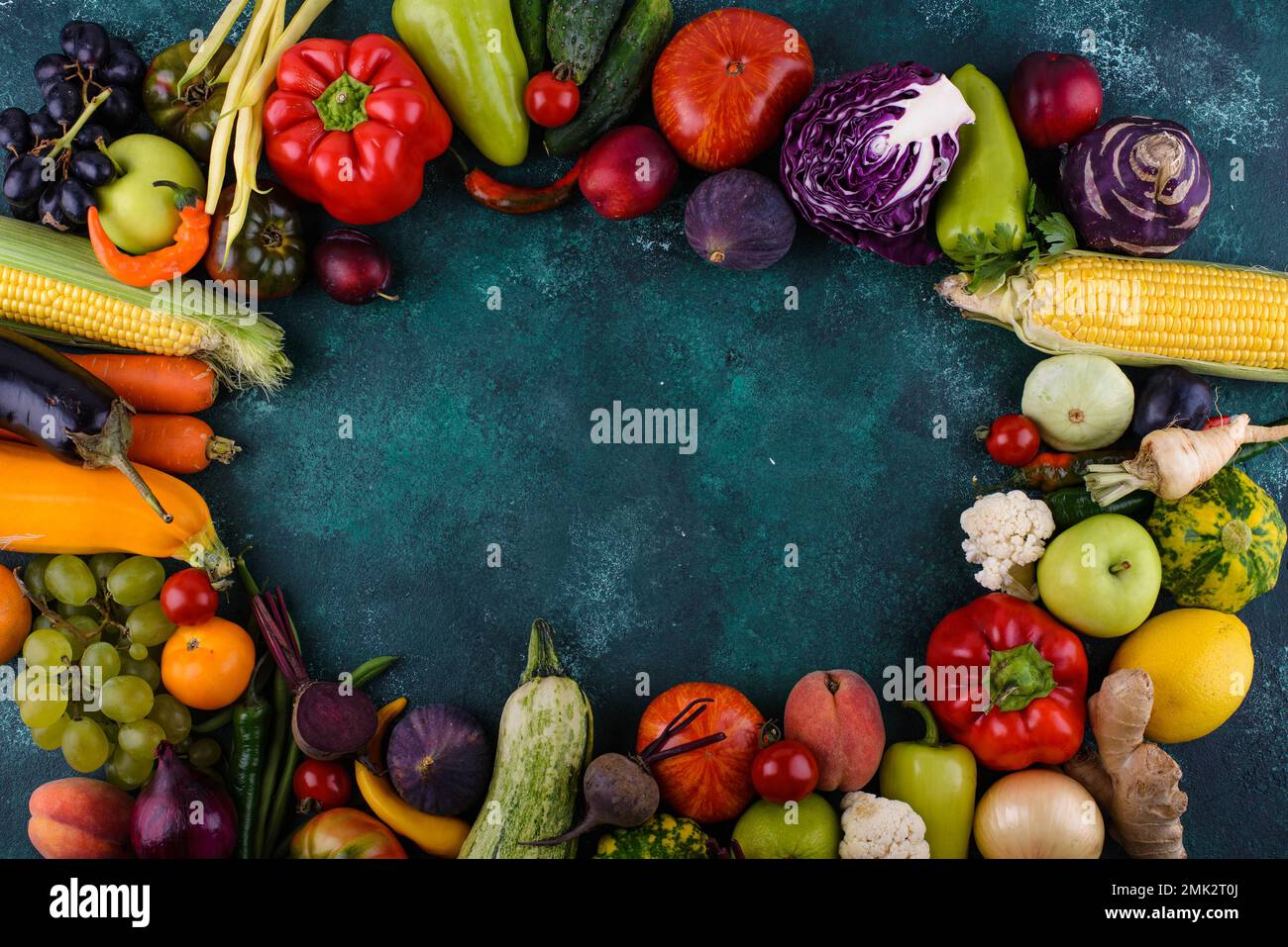Assortment of rainbow color vegetables and fruits Stock Photo - Alamy