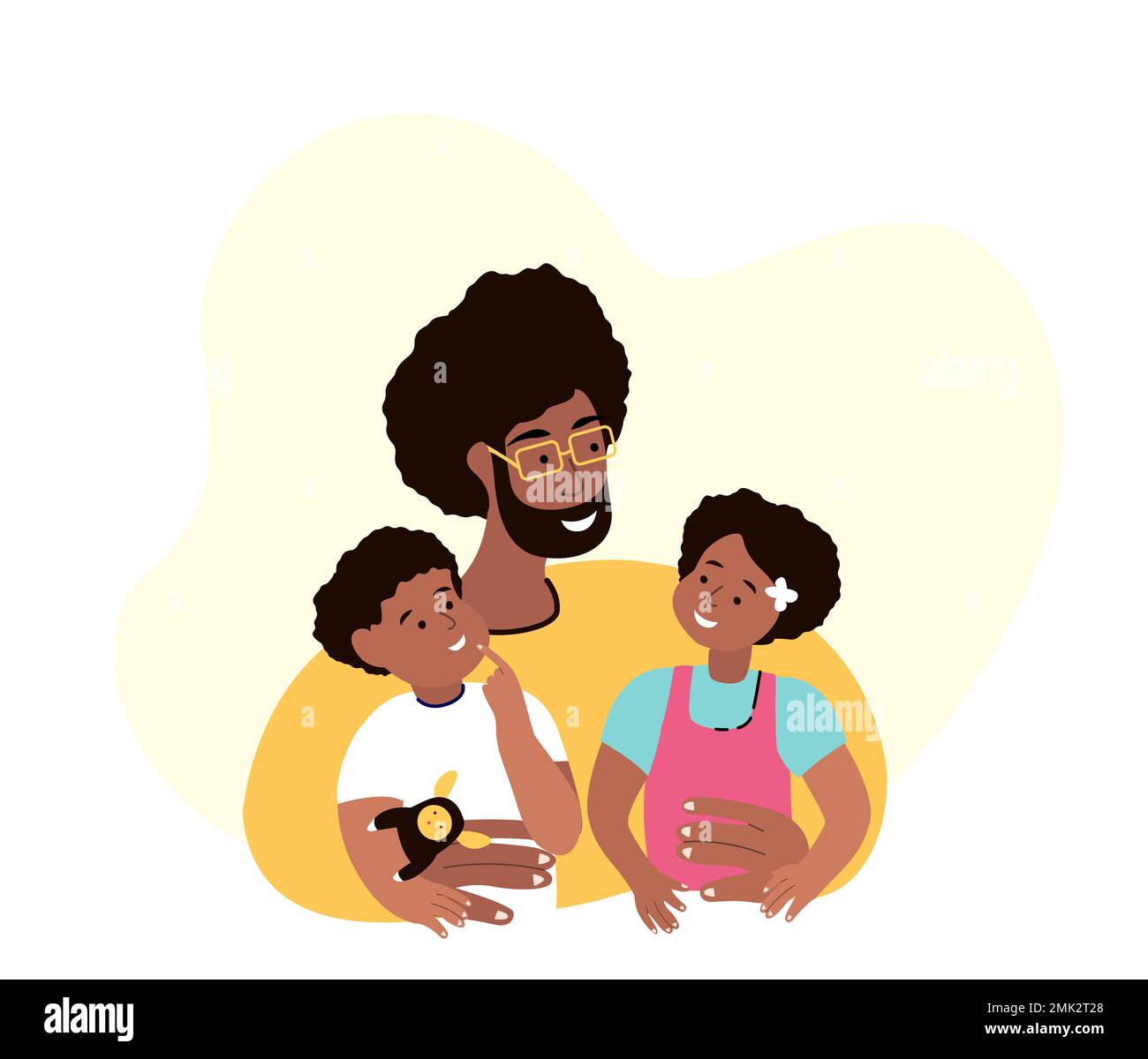 Happy African Smiling Father,Daughter,Son.Young Adult Parent.Baby Girl ...