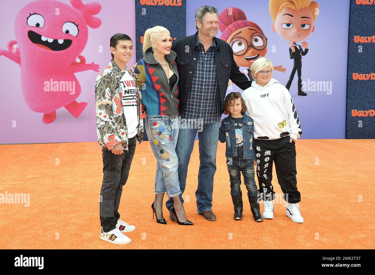 Kingston Rossdale, from left, Gwen Stefani, Blake Shelton, Apollo Bowie ...