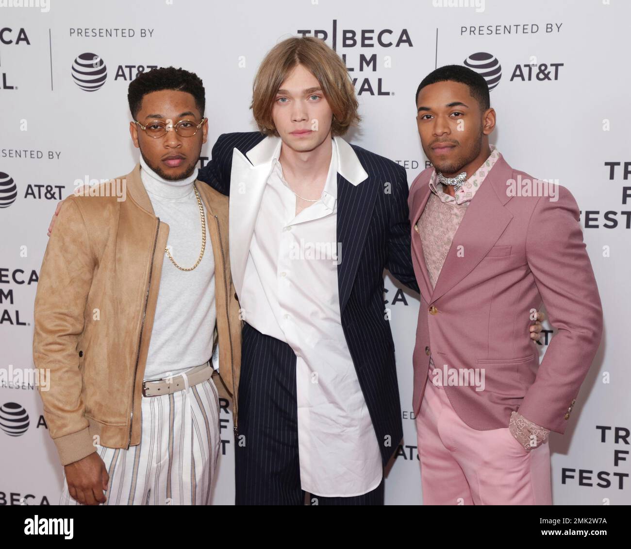 Actors Charlie Plummer, from left, Jacob Latimore and Kelvin Harrison ...