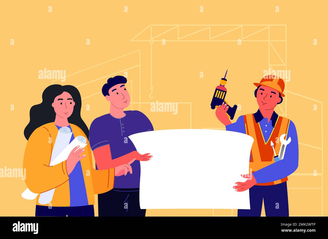 Builder showing and explaining Project building process to inspectors ...