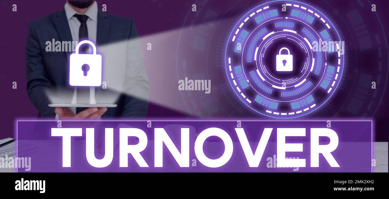 Hand writing sign Turnover. Business overview the percentage of workers ...