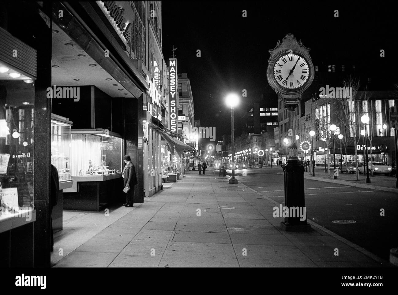 View of an empty street by night, Washington D.C., Maryland, U.S.A ...