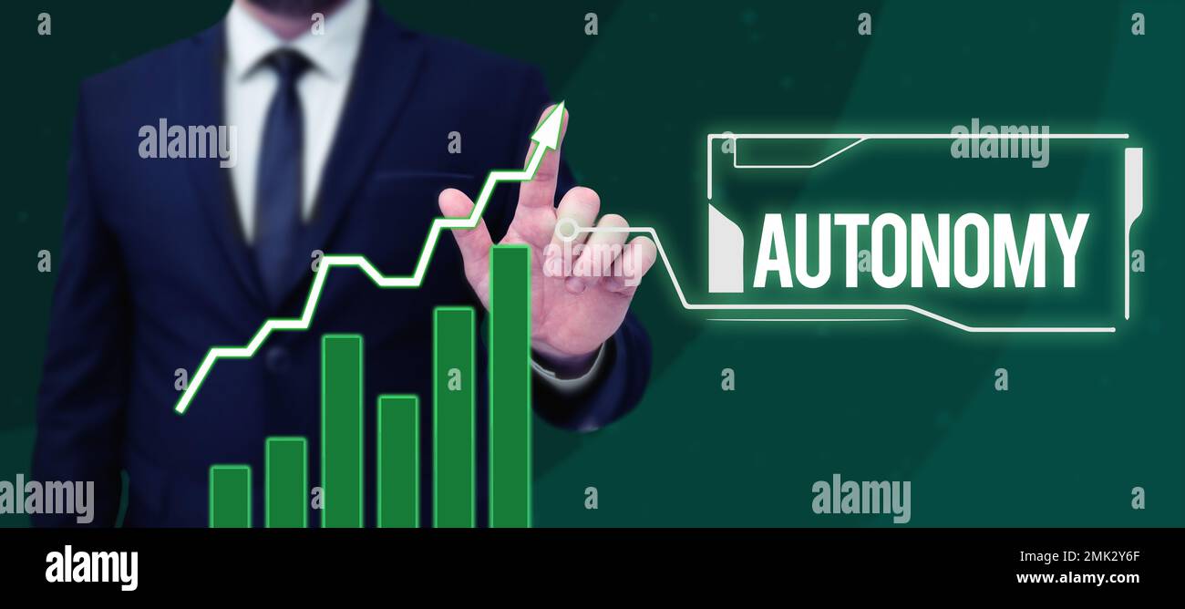 Text caption presenting Autonomy. Conceptual photo vehicle that can ...