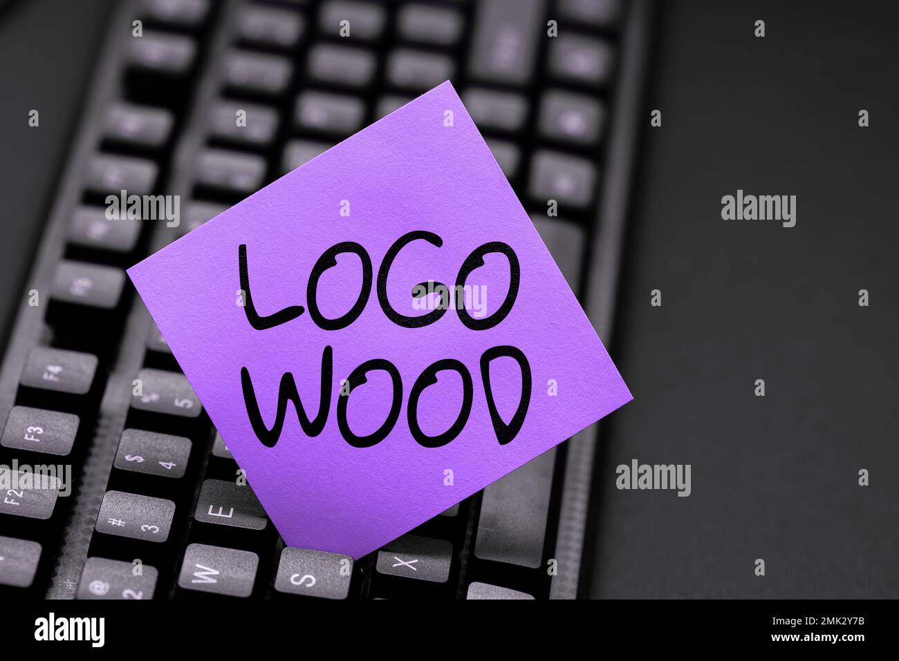 Conceptual caption Logo Wood. Concept meaning Recognizable design or ...