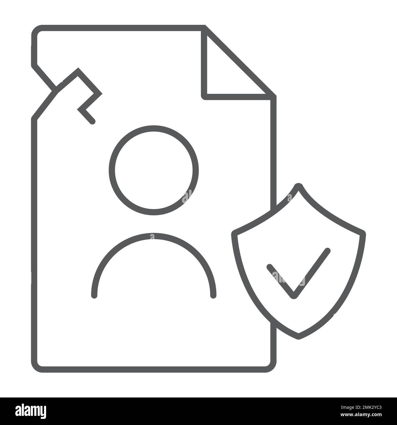 Breach personall data thin line icon, private and protect, privacy ...