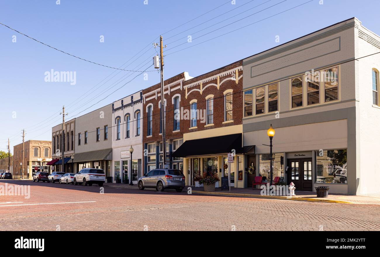 Gainesville, Texas, USA - October 19, 2022: The old business district ...