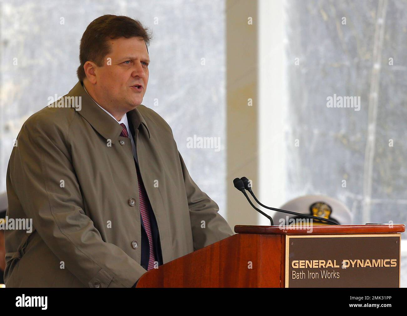 Bath Iron Works President Dirk Lesko speaks ceremony for a Zumwalt ...