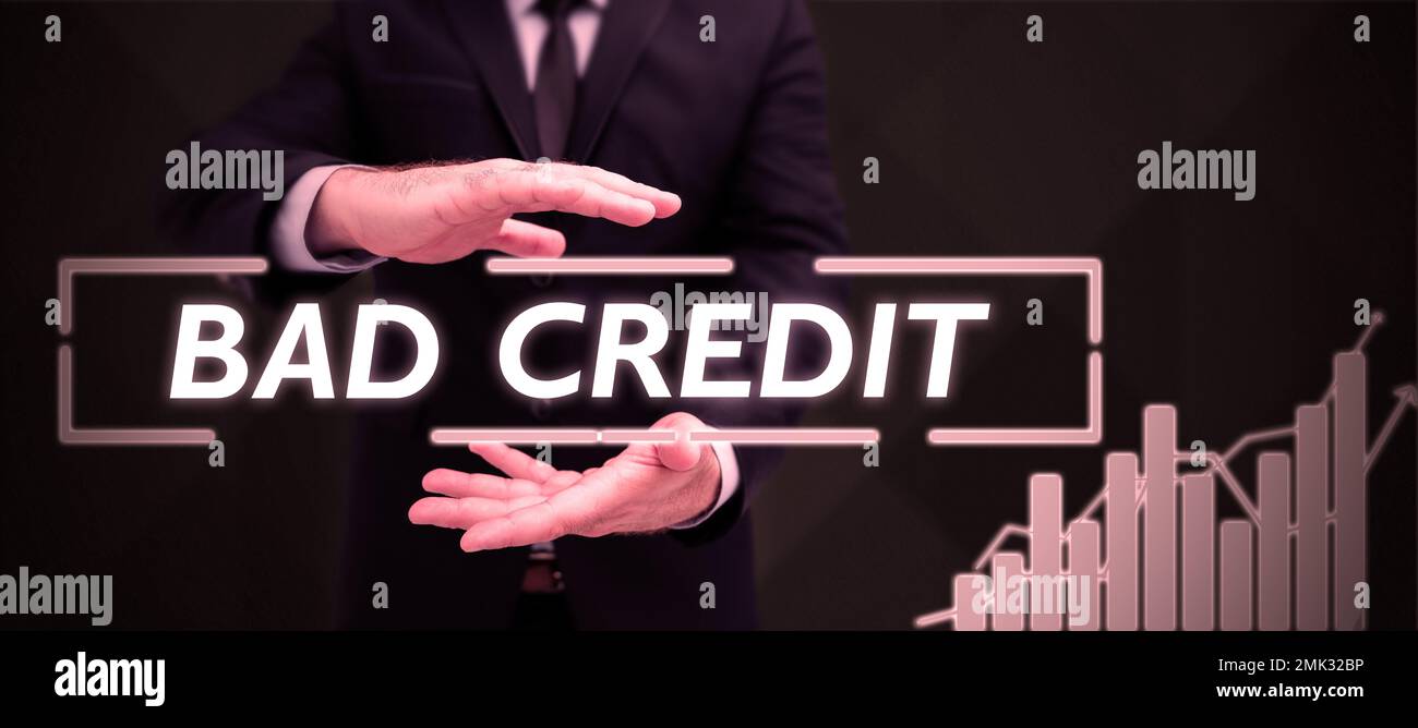Text caption presenting Bad Credit. Business showcase inability of a ...