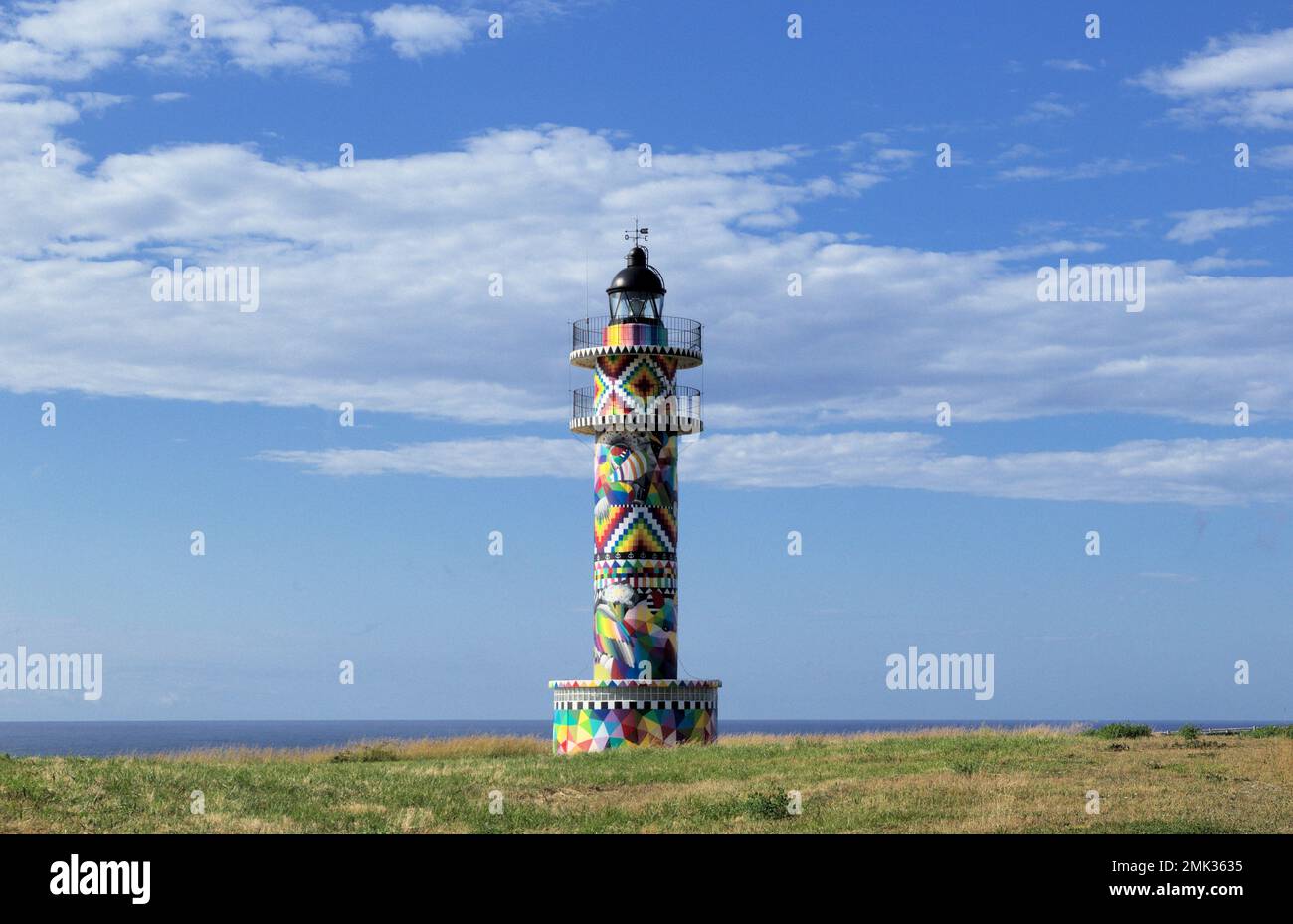 Cantabra, Spain - June 19, 2022: Painting of Faro de Ajo, a lighthouse ...