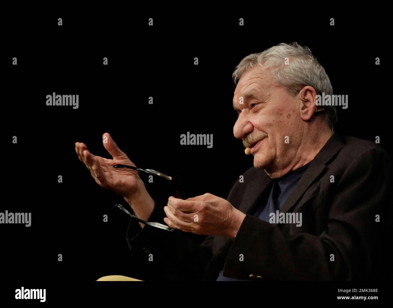 Italian singer Paolo Conte attends an interview at the Strehler theater ...