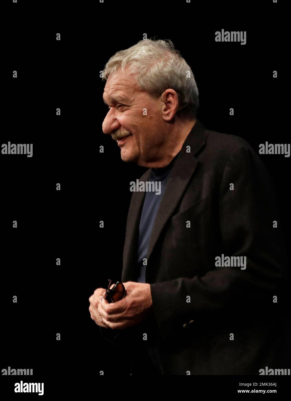 Italian singer Paolo Conte attends an interview at the Strehler theater ...