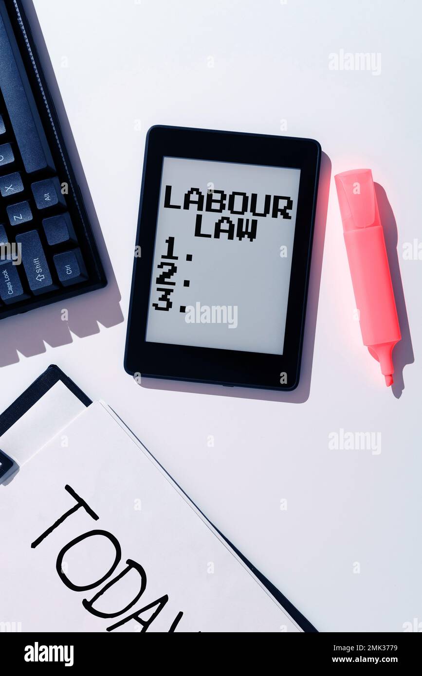 Hand writing sign Labour Law. Business concept Rules implemented by the ...